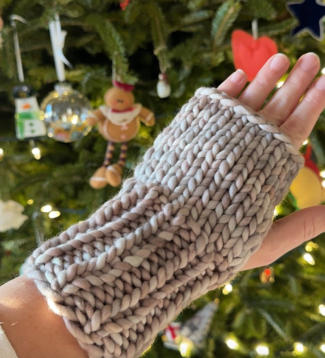 Luxury Hand knit cozy fingerless mittens beige merino wool cozy gift ...