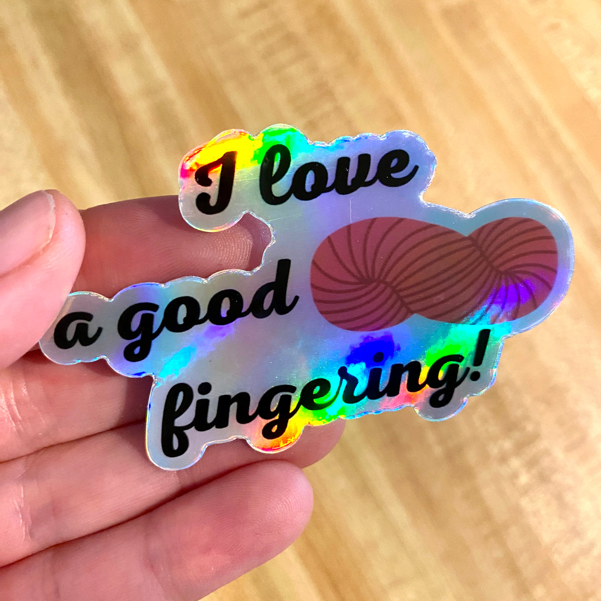 I love a good fingering funny holographic reflective 3" vinyl sticker ...
